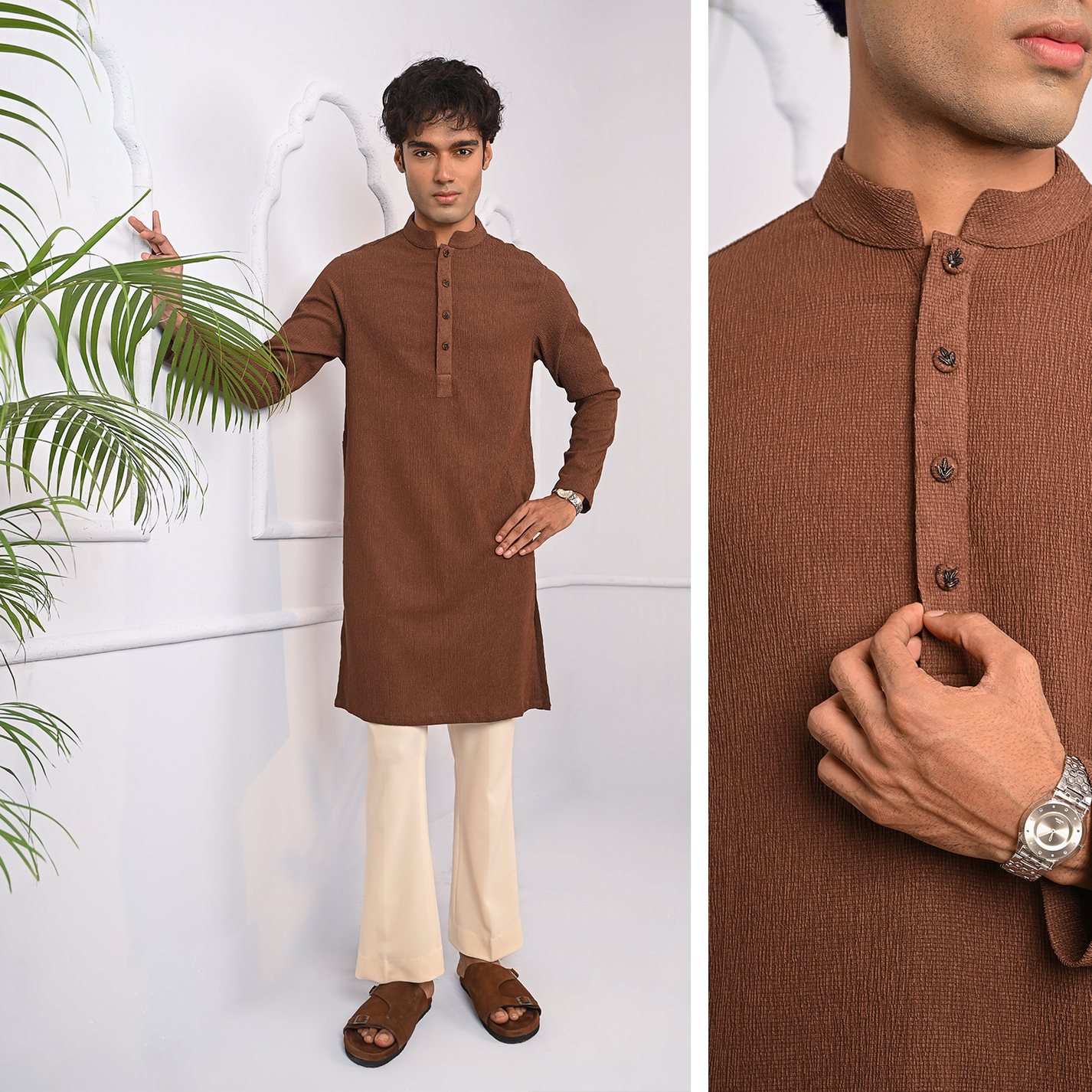 Nazm Zardozi Panjabi Mocha – GoodyBro